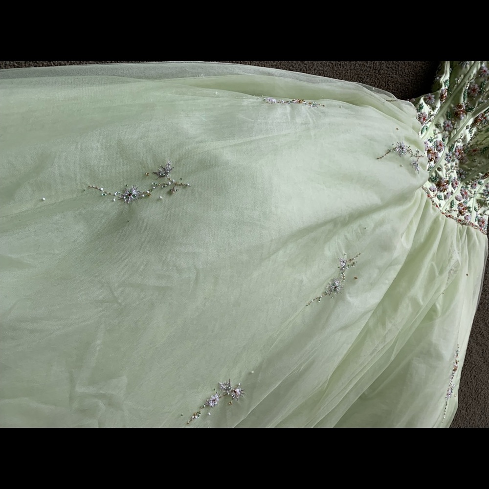 Key Lime Tiffany Beaded Strapless Prom Dress - Gem